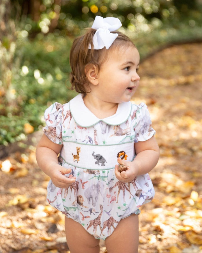 Jungle Boogie - Ellie Bubble – Smocked Zoo Themed Girl's Bubble